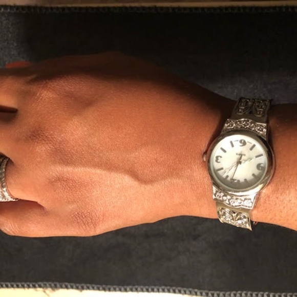 Jewelry | Silver Watch With Bangle Bracelet Appearance | Poshmark